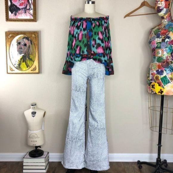 MOTHER | Jeans | Mother Chevron Flare Jeans Wide Leg Painted Coated ...